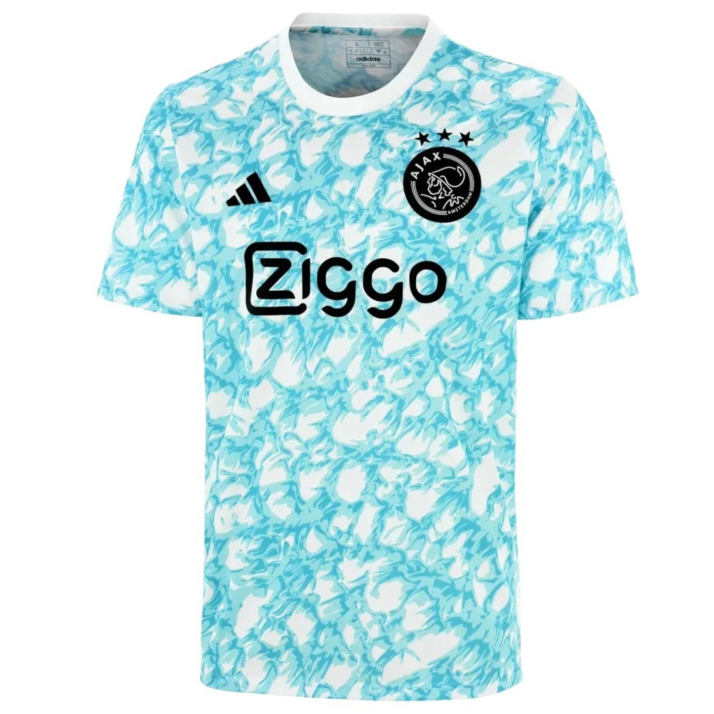 adidas Ajax Pre-Match Trainingsshirt 2023-2024 Lichtblauw Wit ... adidas Ajax Pre-Match Trainingsshirt 2023-2024 Lichtblauw Wit ...