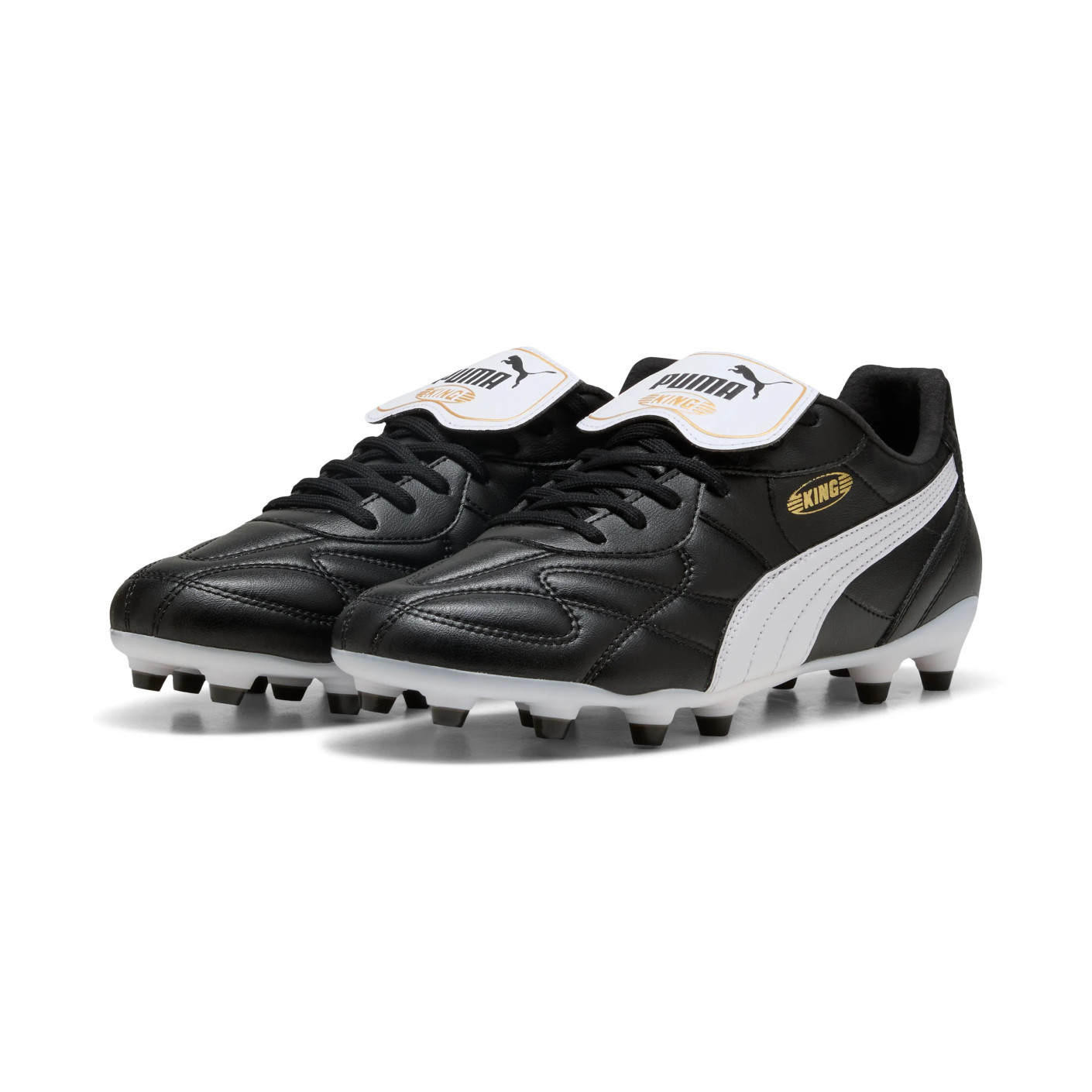 PUMA King Top Gras / Kunstgras Voetbalschoenen (MG) Zwart Wit Goud ...
