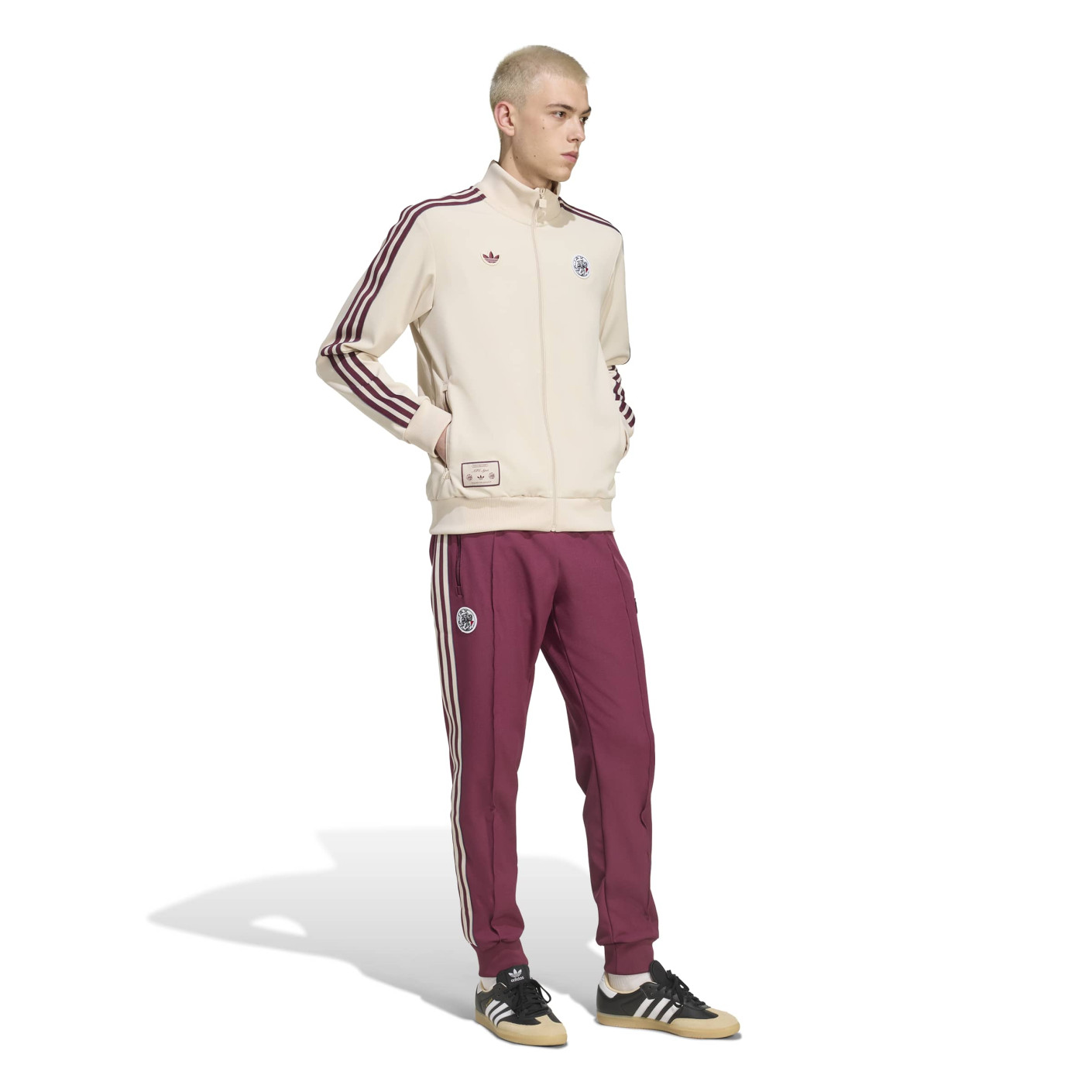 adidas Ajax Terrace Icons Survêtement Full-Zip Beige Bordeaux Blauw ...
